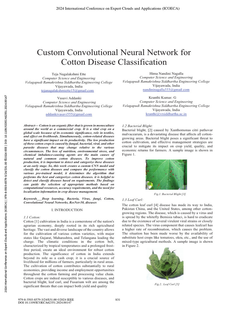 Custom - Convolutional - Neural - Network - For - Cotton - Disease - Classification | PDF ...