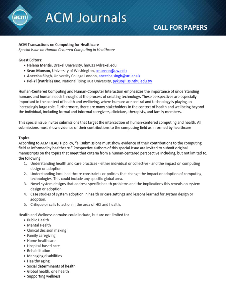 Human-Centered Computing in Healthcare | PDF