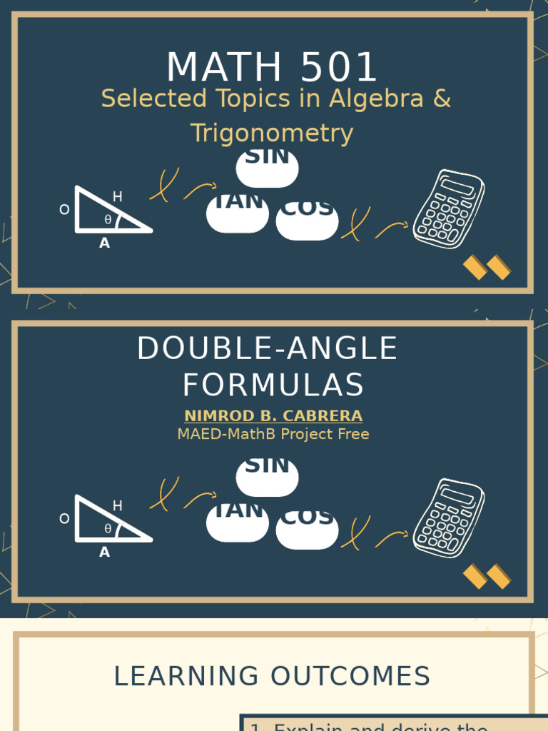 Double-Angle Formulas | PDF | Trigonometric Functions | Trigonometry