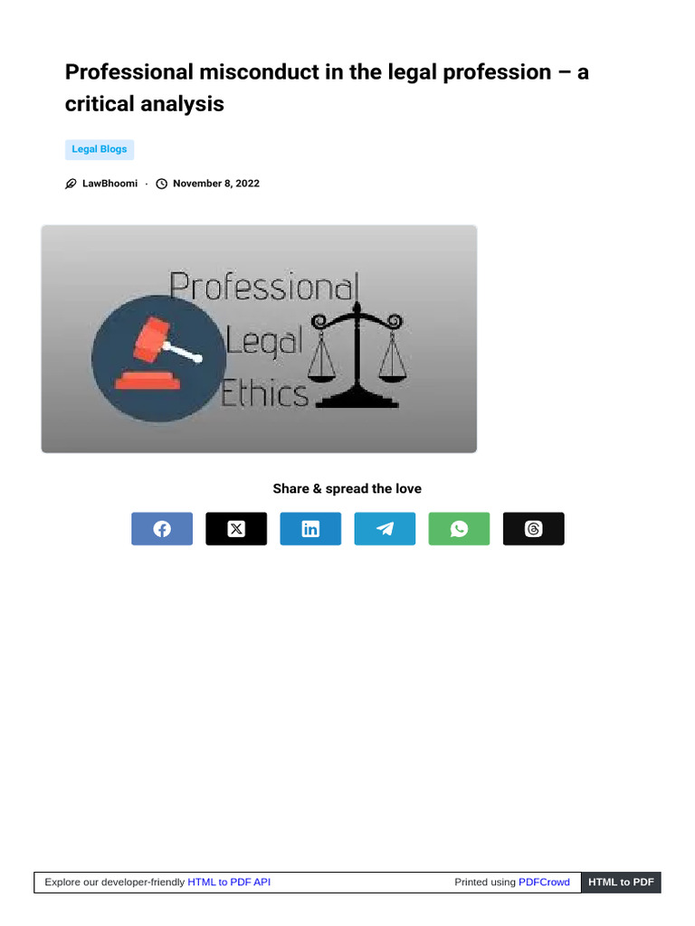 Professional Misconduct in Law | PDF | Advocate | Professional Ethics