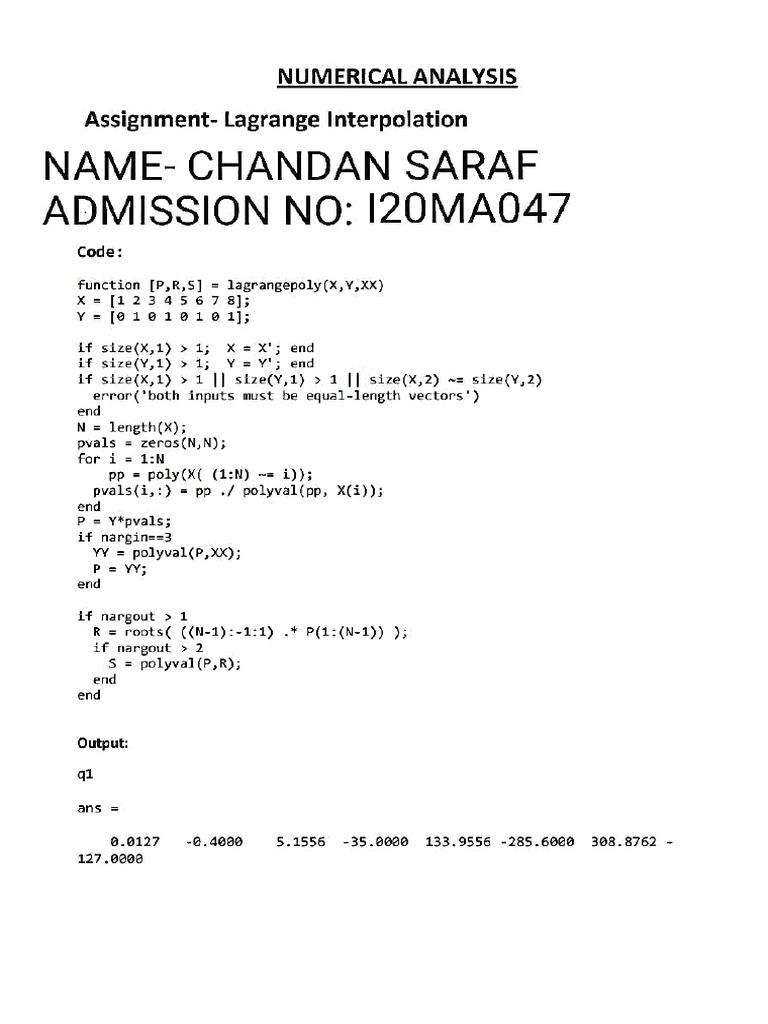 I20ma047 Lagrange Interpolation | PDF