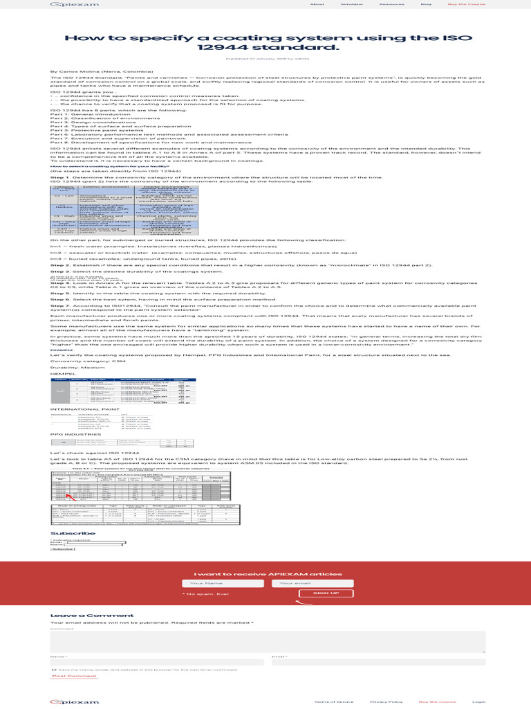 How to specify a coating system using the ISO 12944 standard. - Apiexam ...