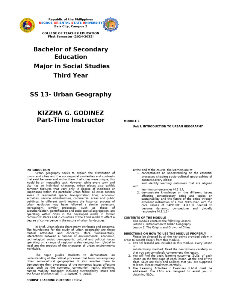 Urban Geography Module for Educators | PDF | Mesopotamia | Globalization