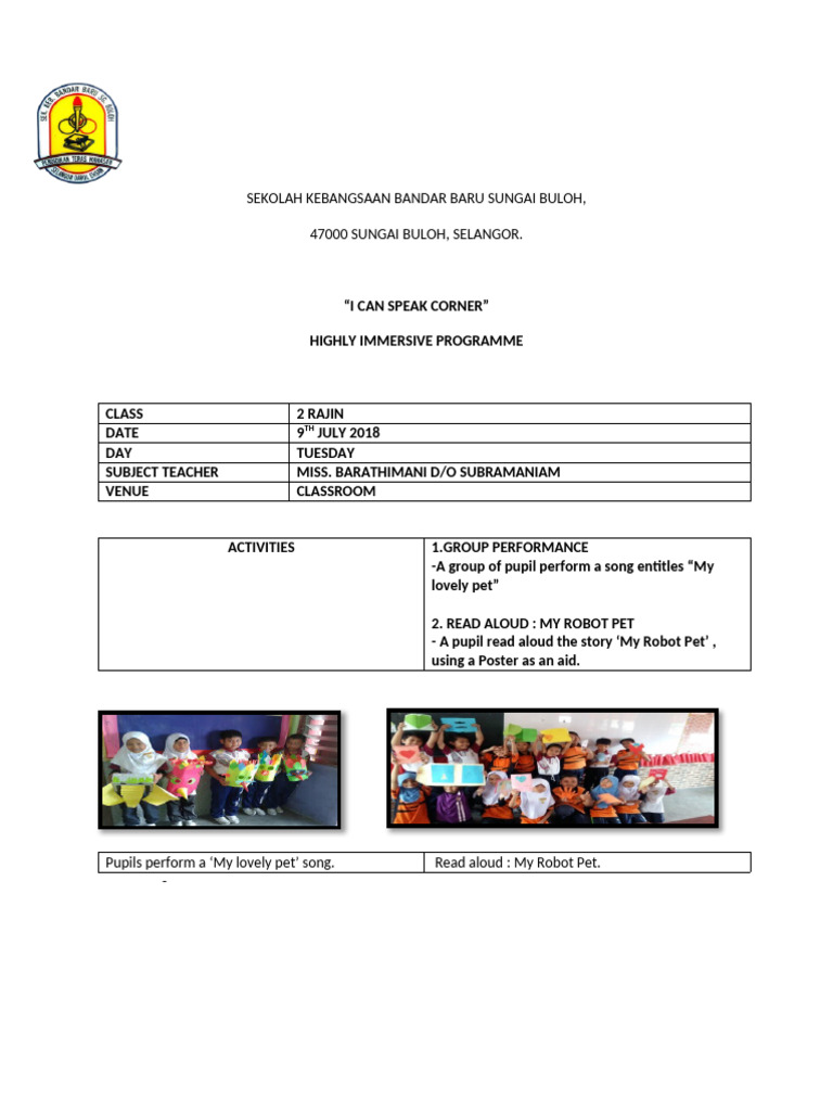 Highly Immersive Programme Activities | PDF
