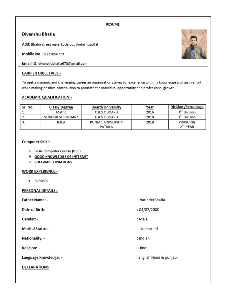 Divanshu Resume | PDF