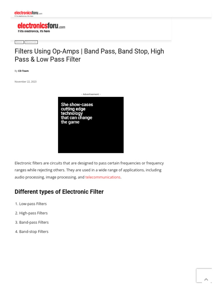 Electronic Filter - Low Pass, High Pass, Band Pass, and Band Stop | PDF | Electronic Filter ...