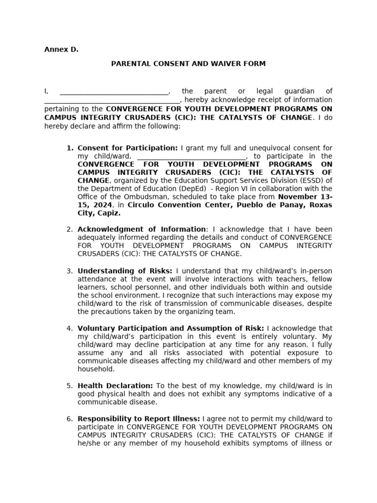 Parental-Consent-and-Waiver-Form_docx | PDF | Consent