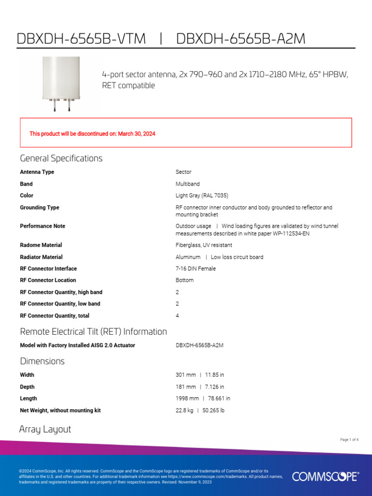 DBXDH 6565b VTM Product Specifications | PDF | Antenna (Radio) | Radio Technology