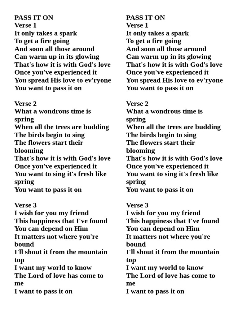 Pass It On Hymn Lyrics | PDF