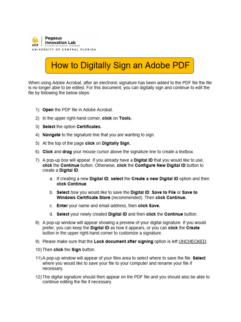 How To Digitally Sign An Adobe PDF - PDF | PDF