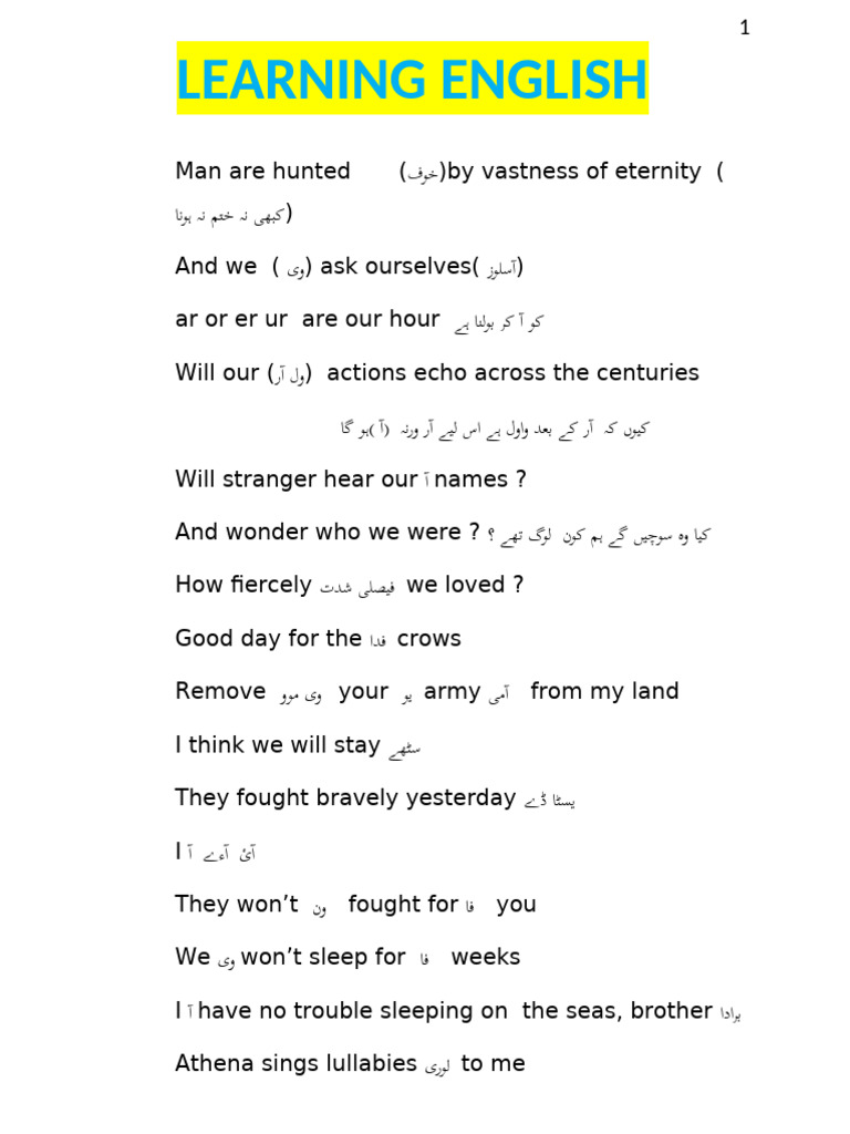 Learning ENGLISH | PDF