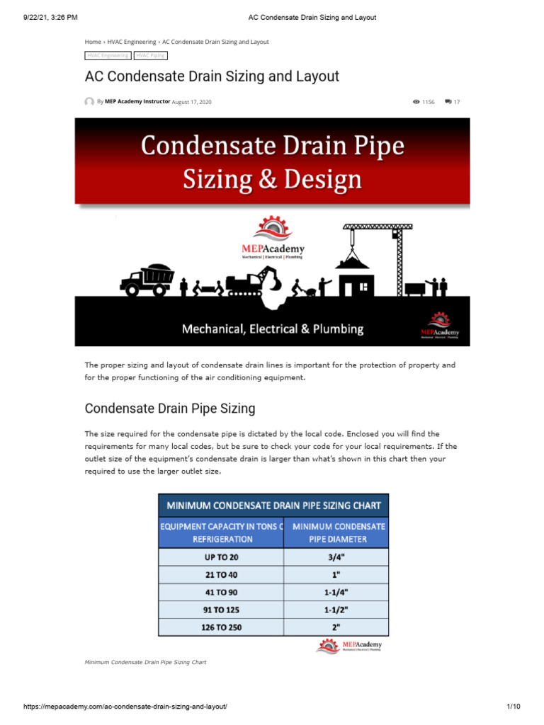 AC Condensate Drain Sizing and Layout | PDF | Air Conditioning | Drywall