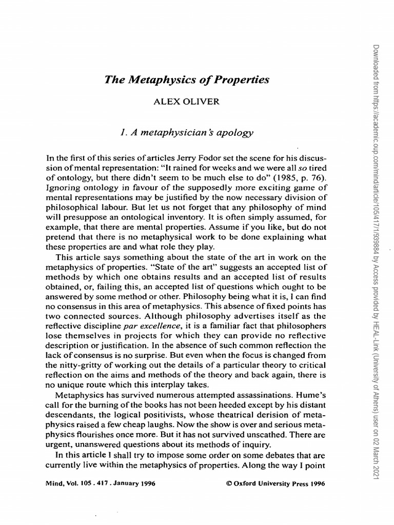 Metaphysics of Properties Explained | PDF | Metaphysics | Ontology