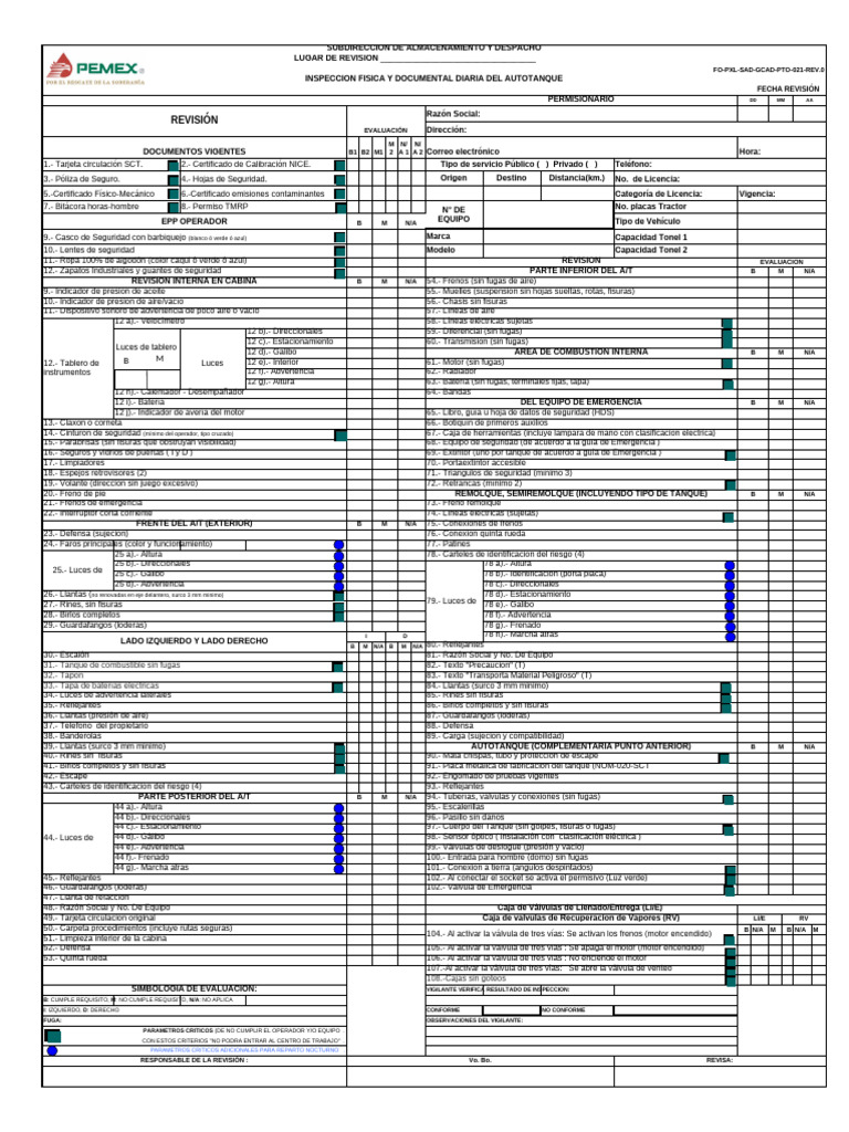 Bitácora Inspección Física y Documental Diaria Del at | PDF | Vehículo de motor | Vehículos