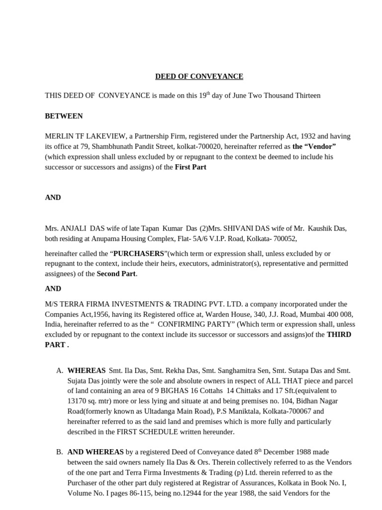 Deed of Conveyance | PDF | Taxes | Elevator