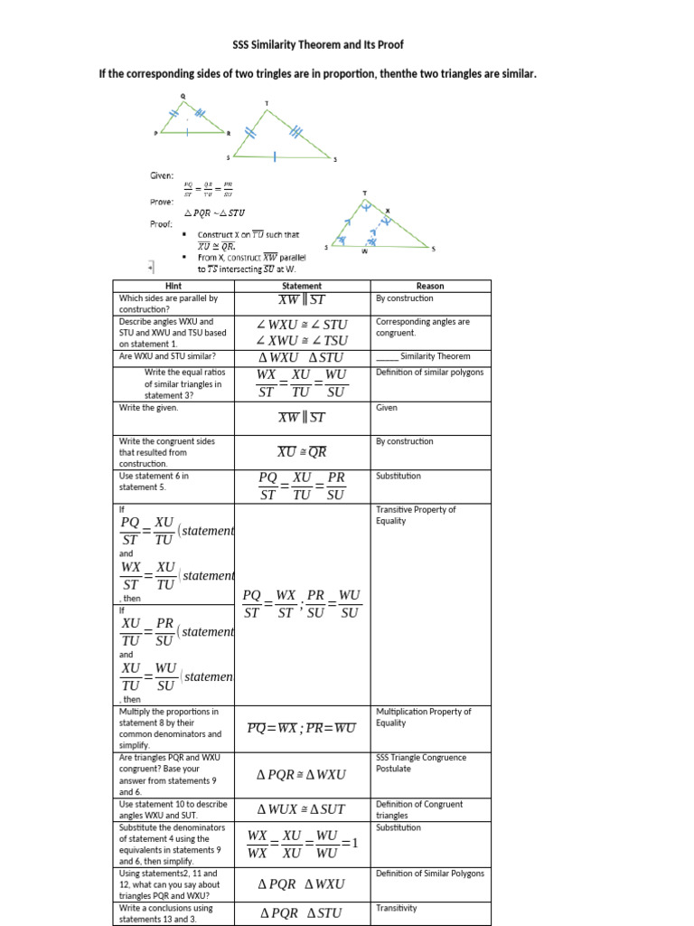 SSS Similarity Theorem and Its Proof | PDF | Euclidean Plane Geometry | Classical Geometry