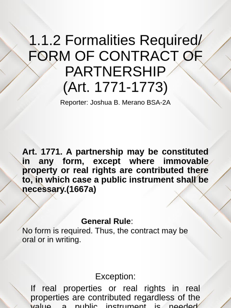 Formalities-Required | PDF | Partnership | Property