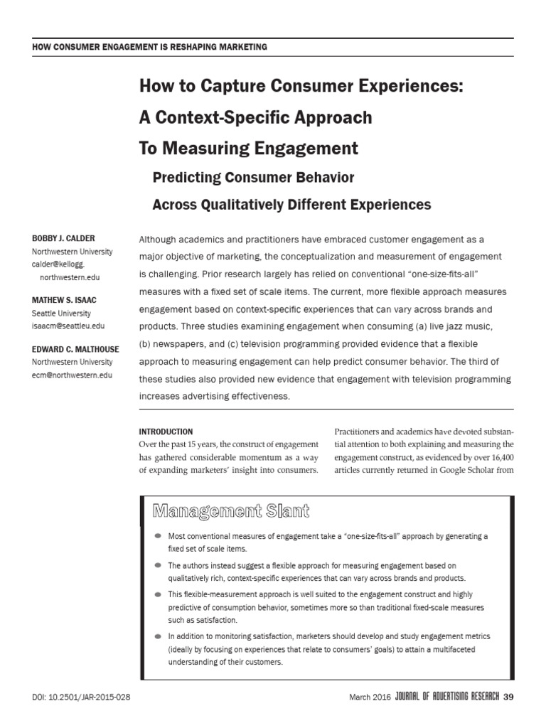 Consumer Engagement in Marketing Strategies | PDF | Marketing ...