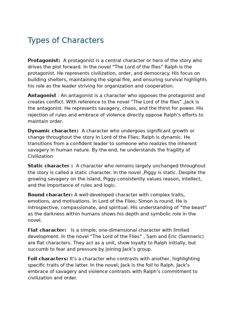 Types of characters | PDF