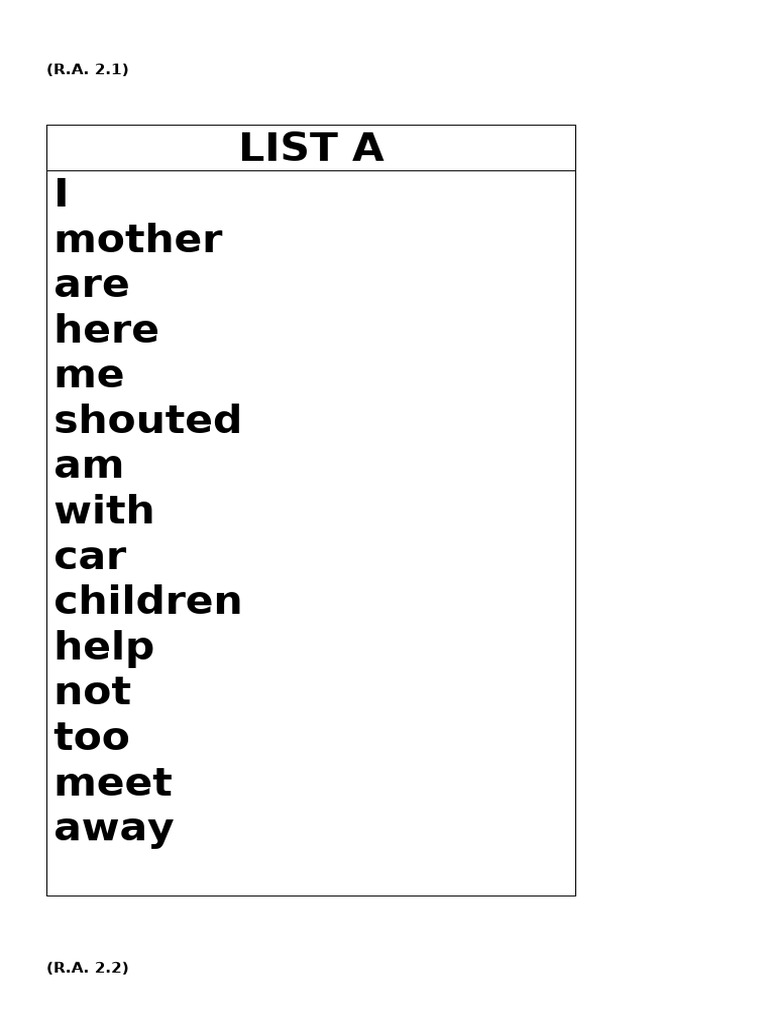 Word Reading Assessment Materials | PDF