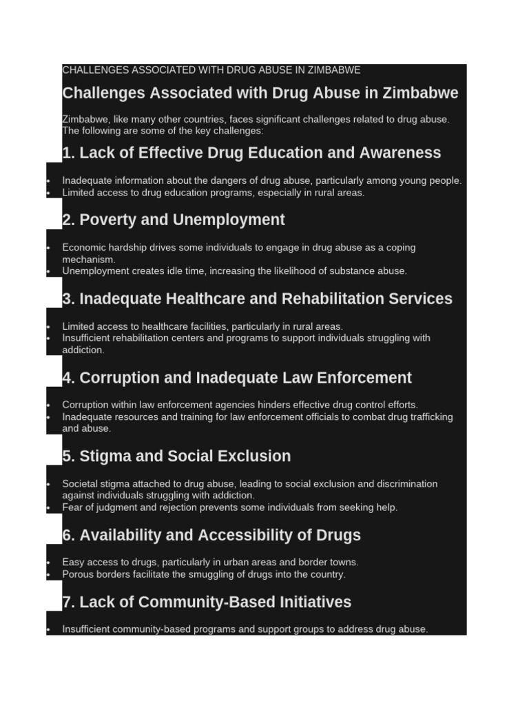 Challenges of Drug Abuse in Zimbabwe | PDF | Substance Abuse | Social ...