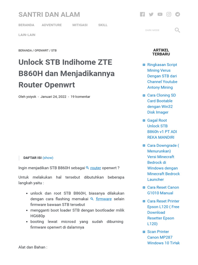 Unlock STB B860H Jadi Router | PDF