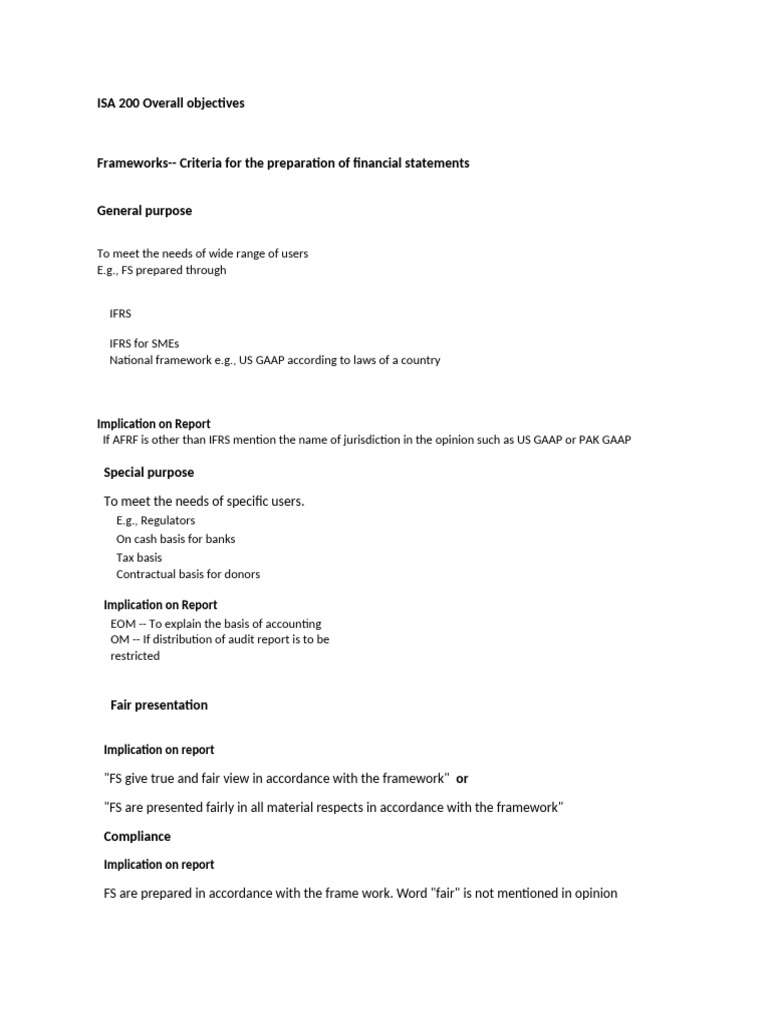 ISA 200: Financial Statement Objectives | PDF