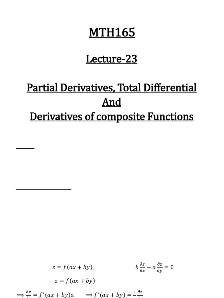 Partial Derivatives and Differentials Explained | PDF | Derivative ...