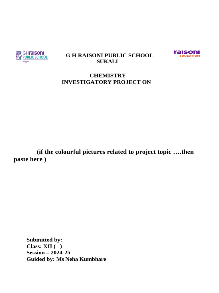 Chemistry Investigatory Project 2024 | PDF