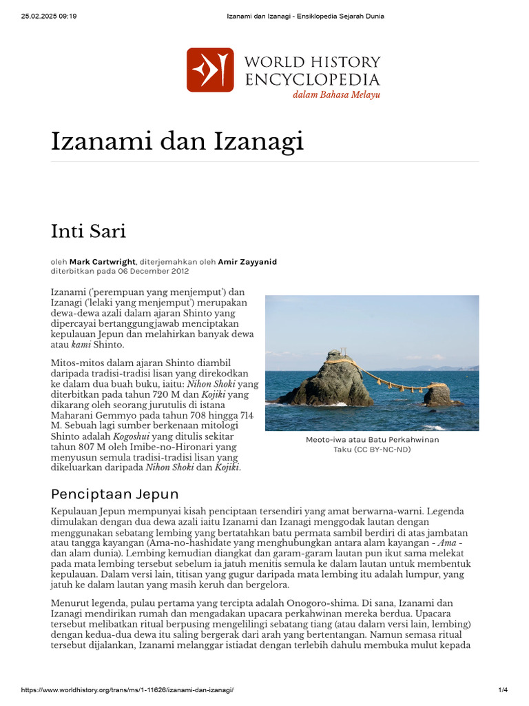 Izanami dan Izanagi - Ensiklopedia Sejarah Dunia | PDF