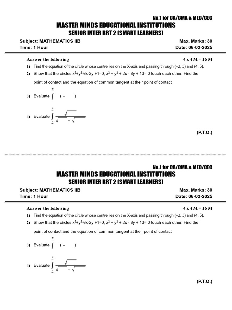 Mathematics IIB Exam Paper for CA/CMA | PDF | Euclid | Algebraic Geometry