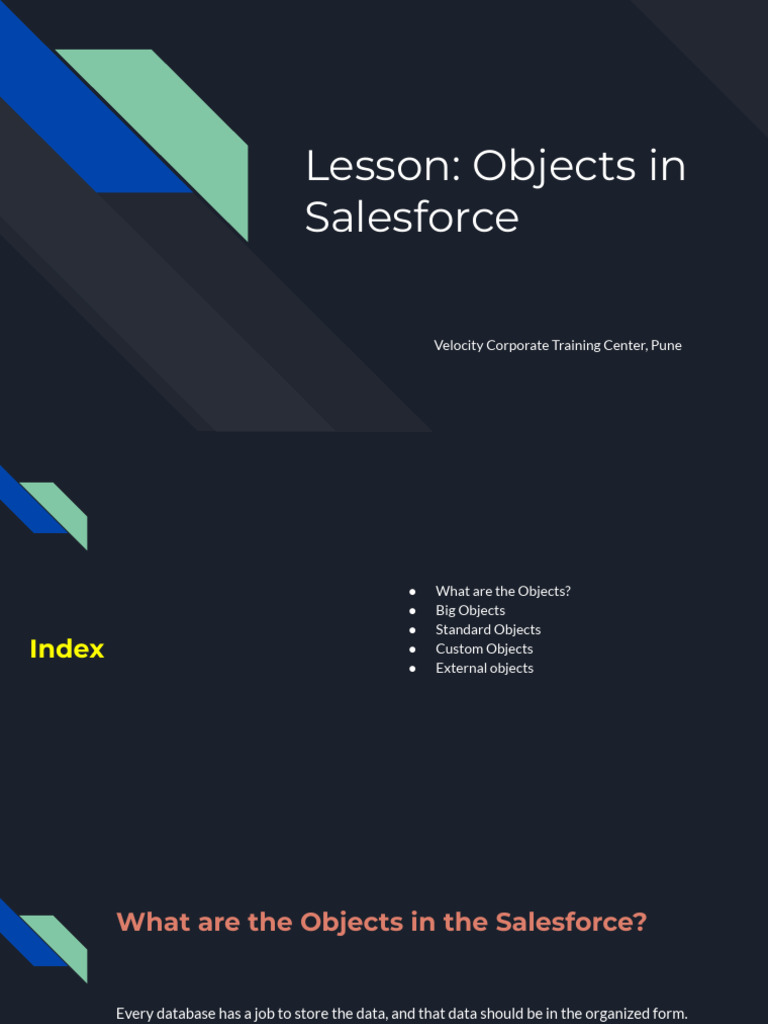 Overview of Salesforce Objects | PDF | Data | Databases