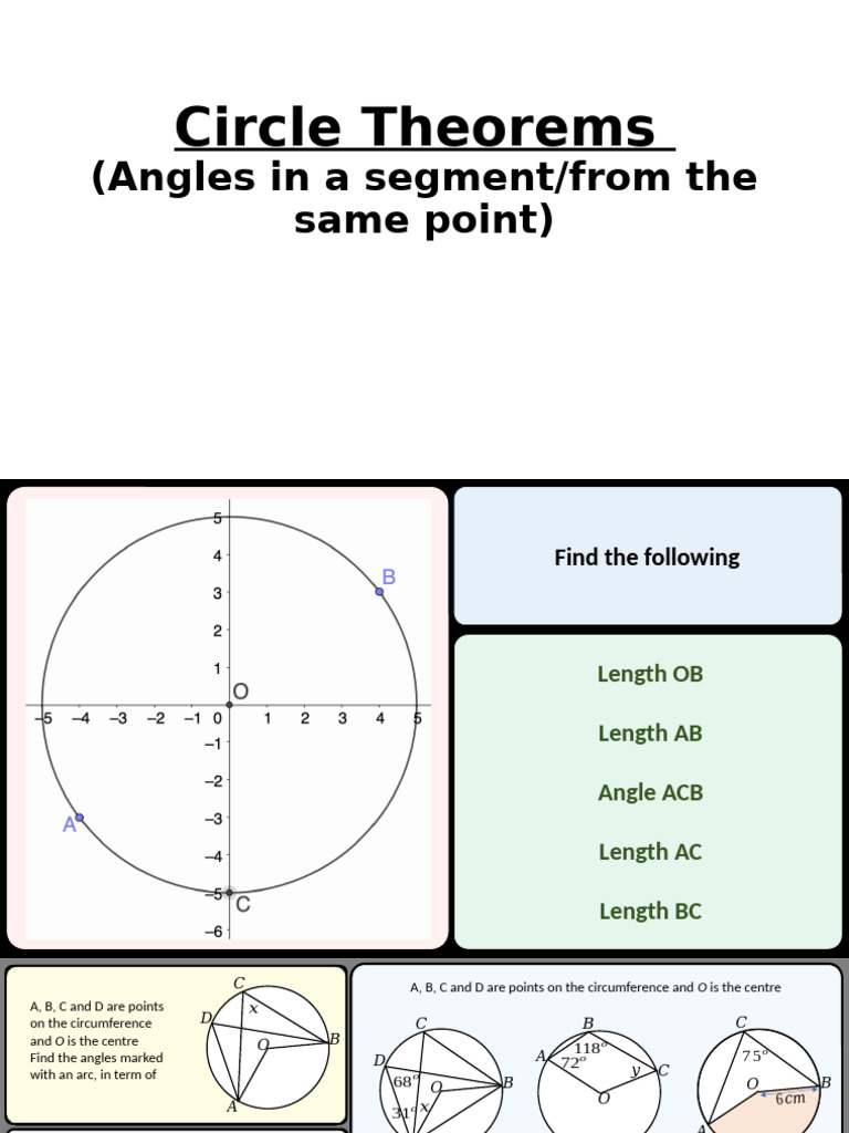 Lesson 3 Circle Theorems Angles in The Same Segment | PDF | Circle | Angle