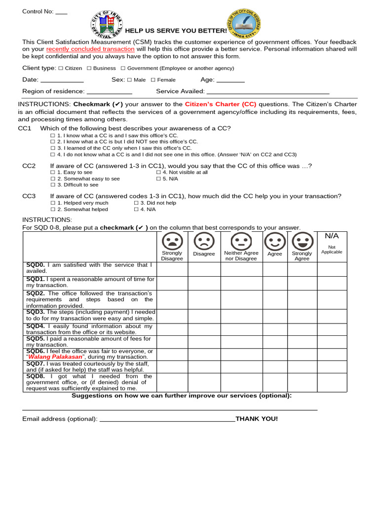 ARTA MC 2022 05 - Annex A CSM Questionnaire | PDF | Business