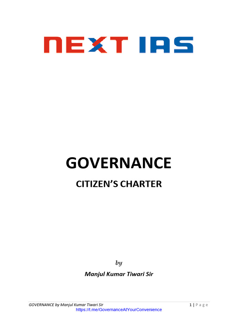Citizen's Charter for Good Governance | PDF | Governance