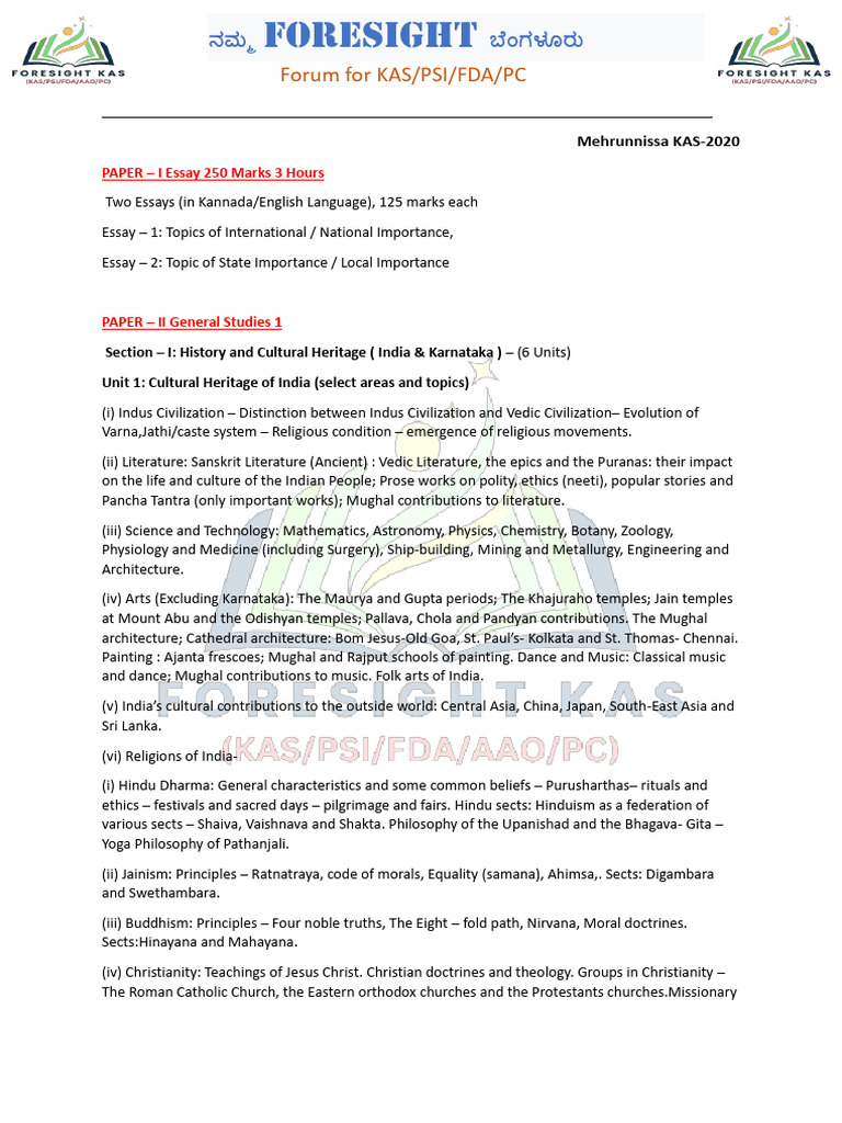 KAS-MAINS - 2023 Syllabus | PDF | Agriculture | Biotechnology