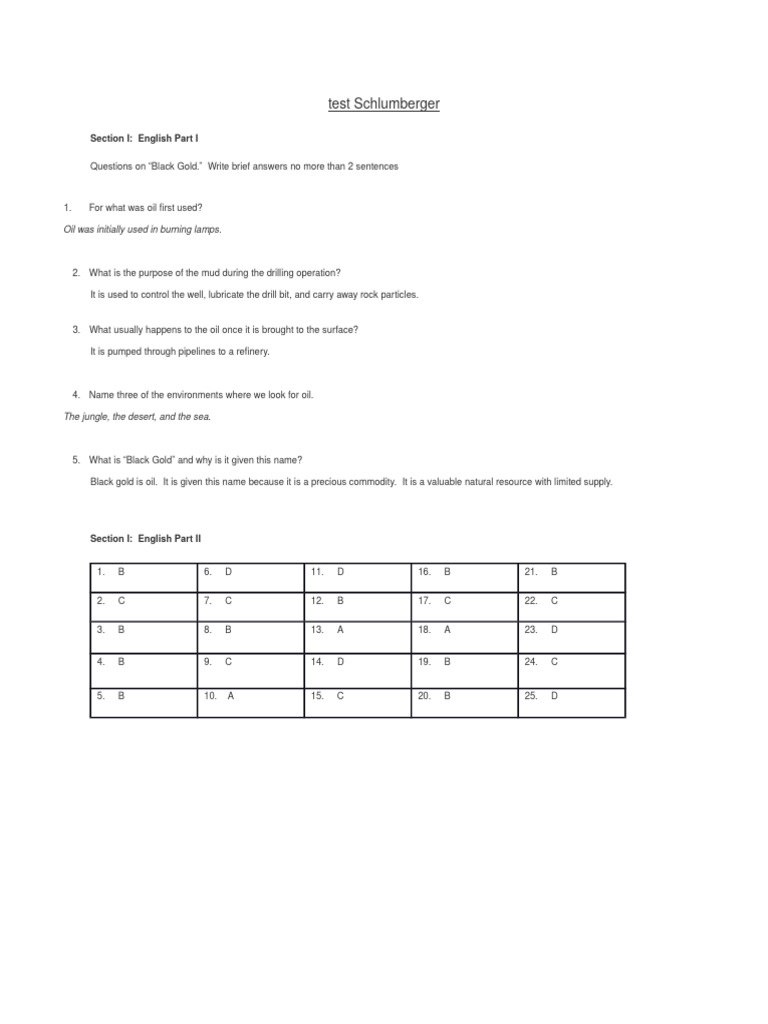 Test Schlumberger | PDF