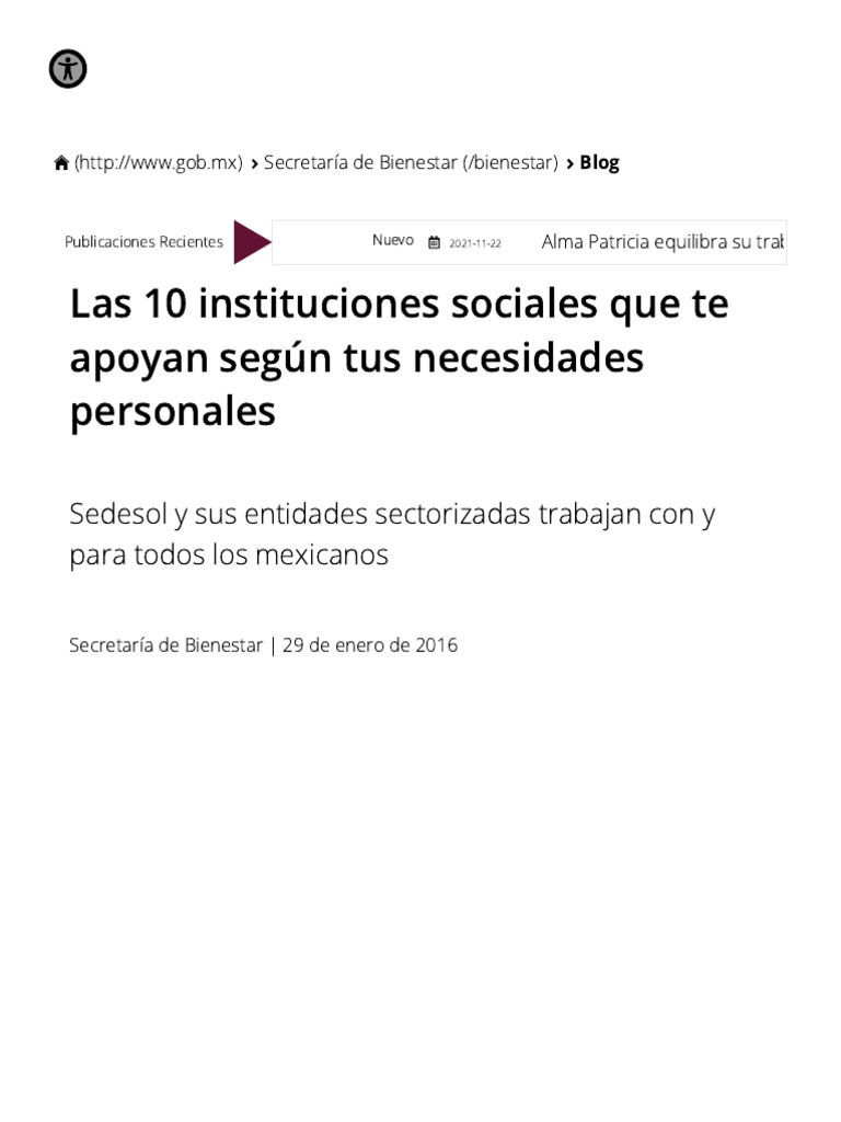 Las 10 Instituciones Sociales Que Te Apoyan Según Tus Necesidades Personales - Secretaría de ...