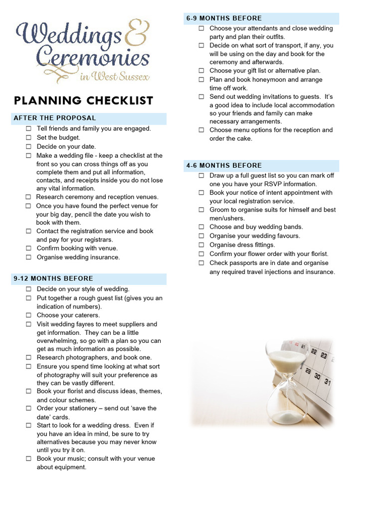 Ceremonies Planning Checklist | PDF | Wedding | Rites Of Passage