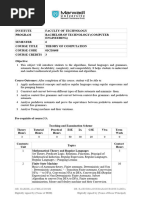 BCS503 - Theory of Computation - Syllabus | PDF | Automata Theory | Regular Expression