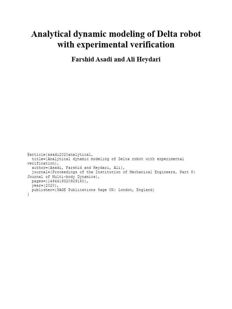 Delta Robot Dynamic Modeling Explained | PDF | Classical Mechanics ...