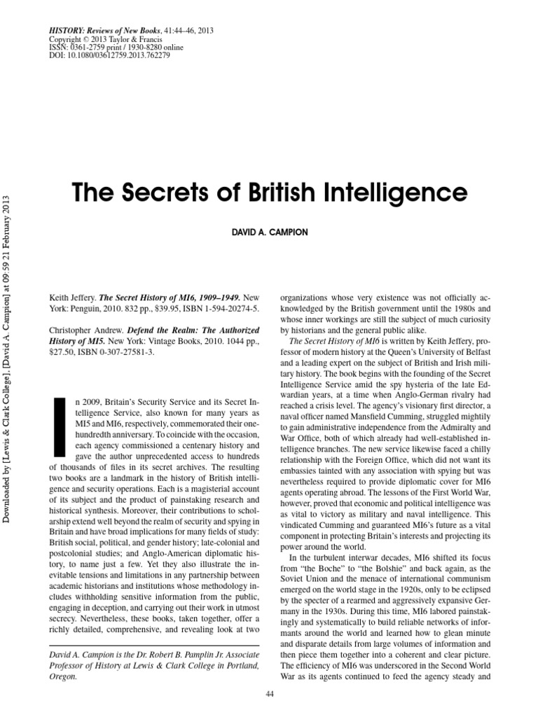 Secrets of The British Intelligence | PDF | Mi5 | Counterintelligence