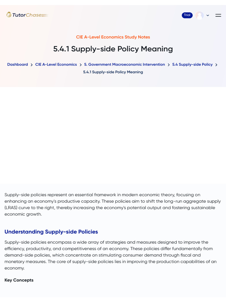 5.4.1 Supply-Side Policy Meaning | PDF | Supply Side Economics | Economics