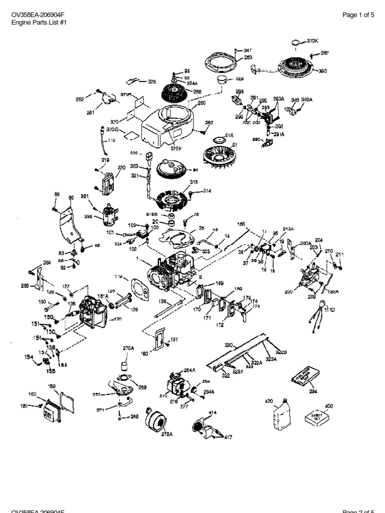 Tecumseh Model Ov358ea 206904f Parts List | Piston | Electrical Connector