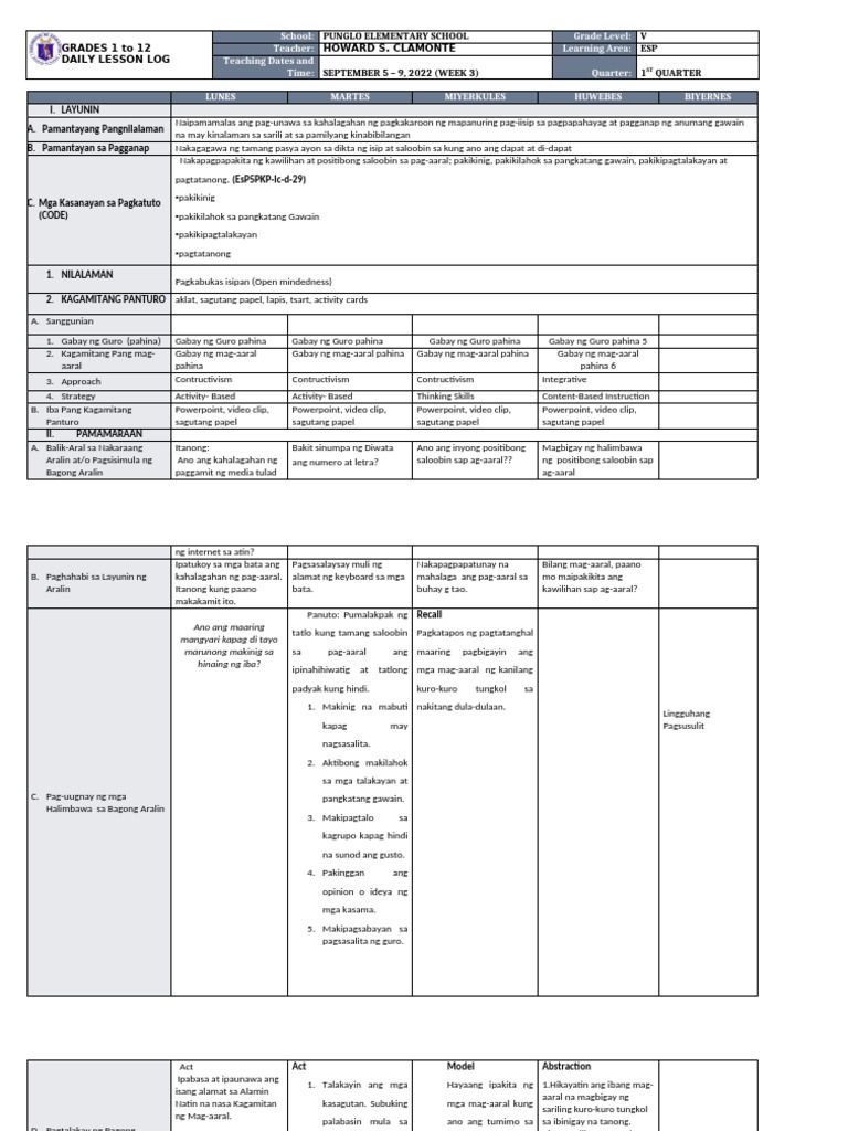 DLL_ESP 5_Q1_W3 | PDF