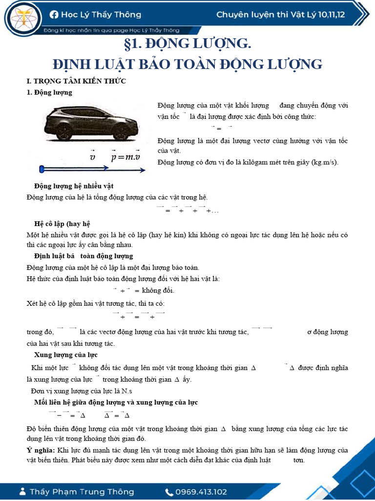 Ly Thuyet Va Trac Nghiem Dong Luong | PDF