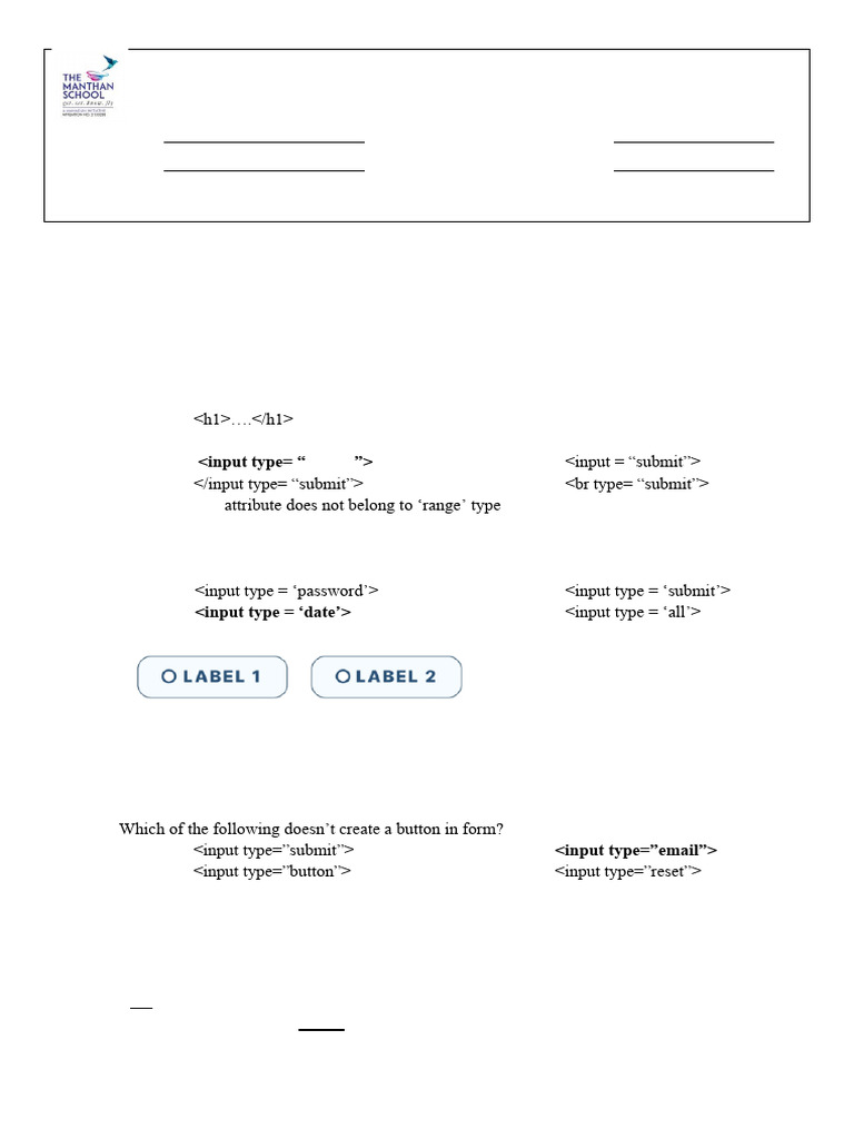 Gr6 HTML Forms Worksheet Answers | PDF | Tag (Metadata) | World Wide Web
