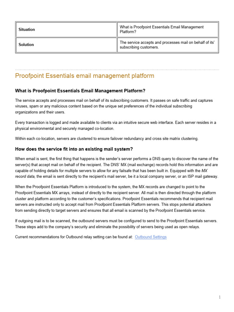 Proofpoint Essentials Email Management Service | PDF | Server ...