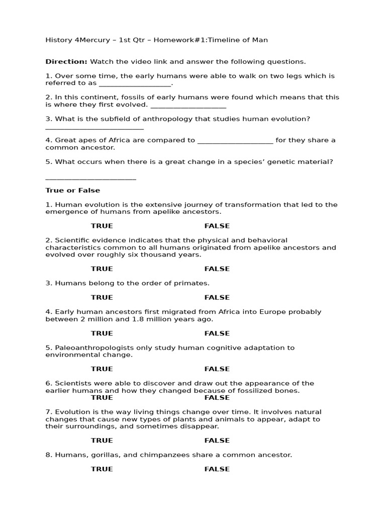 Timeline of Human Evolution | PDF