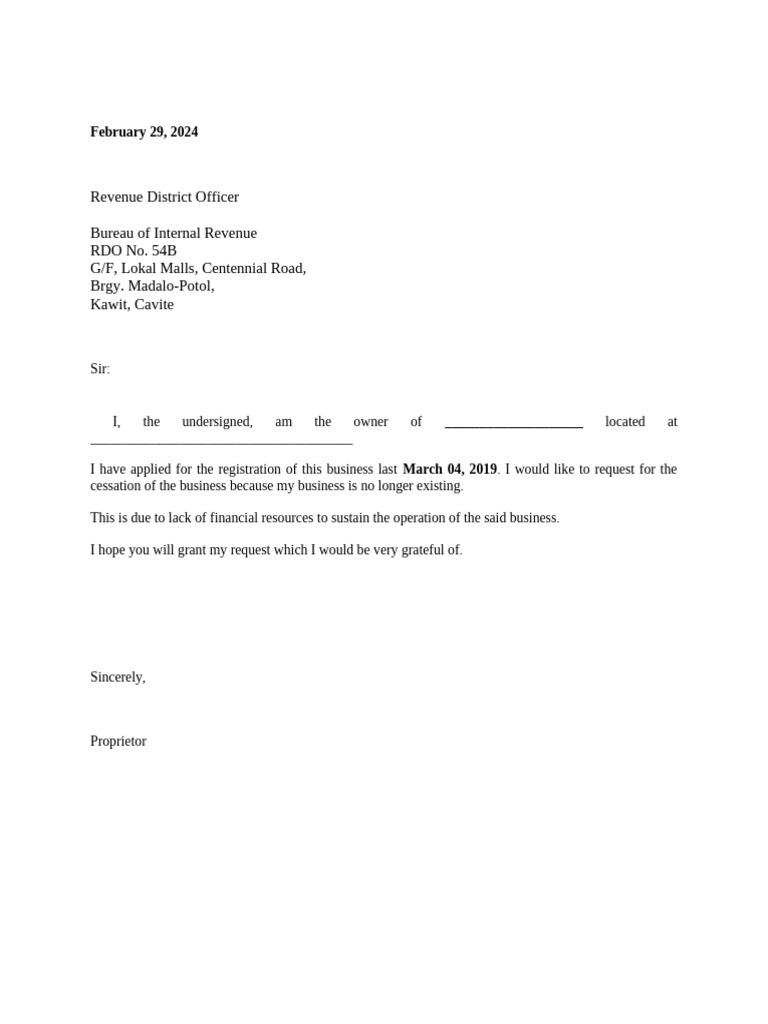 BIR Request Letter | PDF